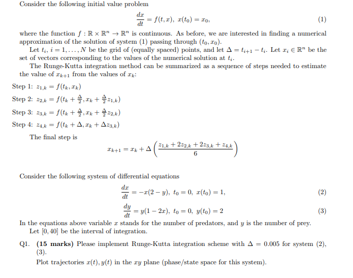 Solved Consider the following initial value problem dr dt = | Chegg.com