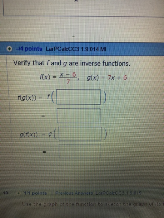 Solved Verify that f and g are inverse functions. f(x) = x | Chegg.com Solved Verify that f and g are inverse functions. f(x) = x | Chegg.com