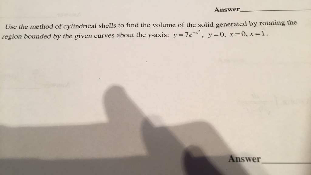 Solved Use the method of cylindrical shells to find the | Chegg.com