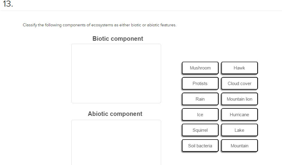Solved Classify the following components of ecosystems as | Chegg.com