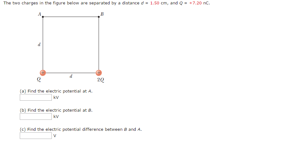 Solved The two charges in the figure below are separated by | Chegg.com