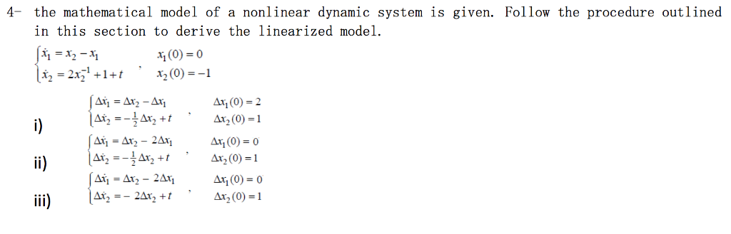 The mathematical model of a nonlinear dynamic system | Chegg.com