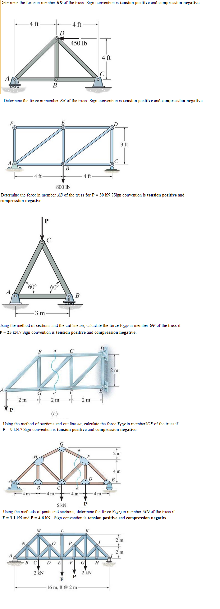 Determine the force in member BD of the truss. Sign | Chegg.com