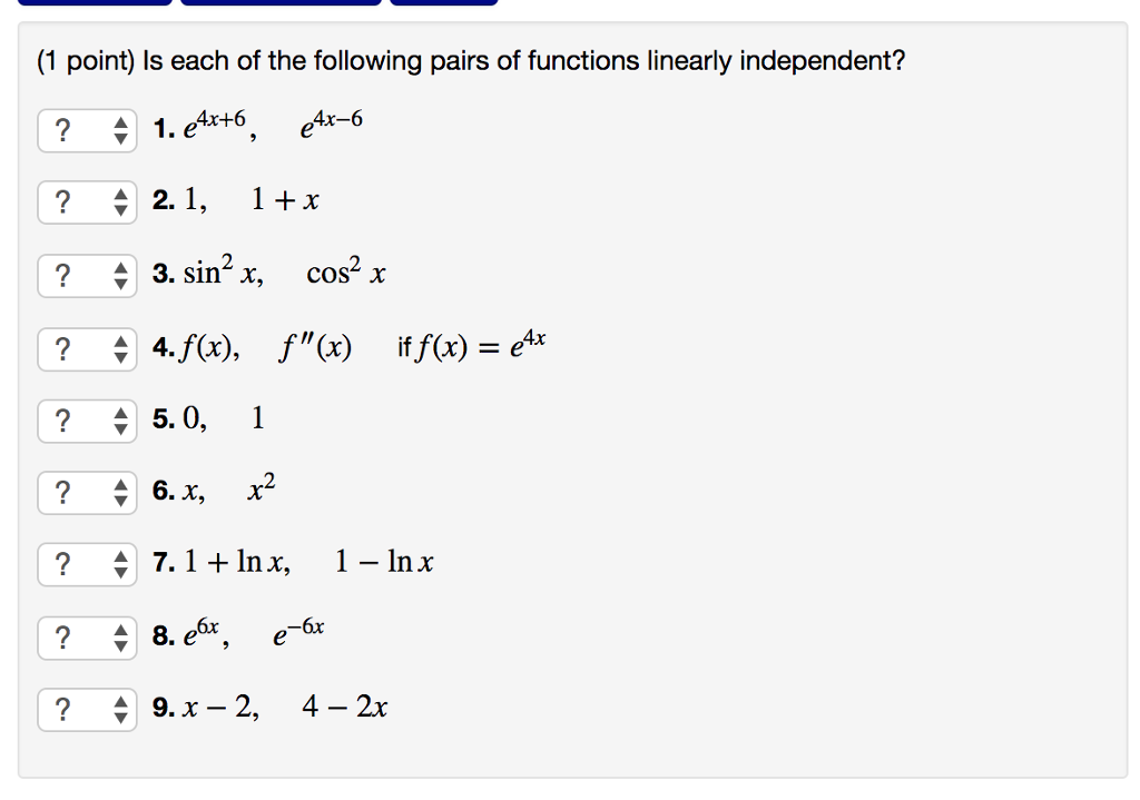Solved Is each of the following pairs of functions linearly | Chegg.com