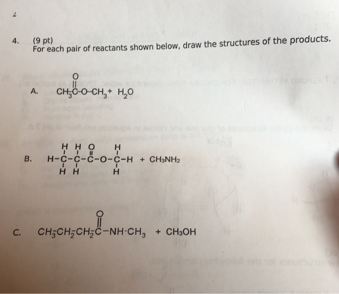 Solved For each pair of reactants shown below, draw the | Chegg.com