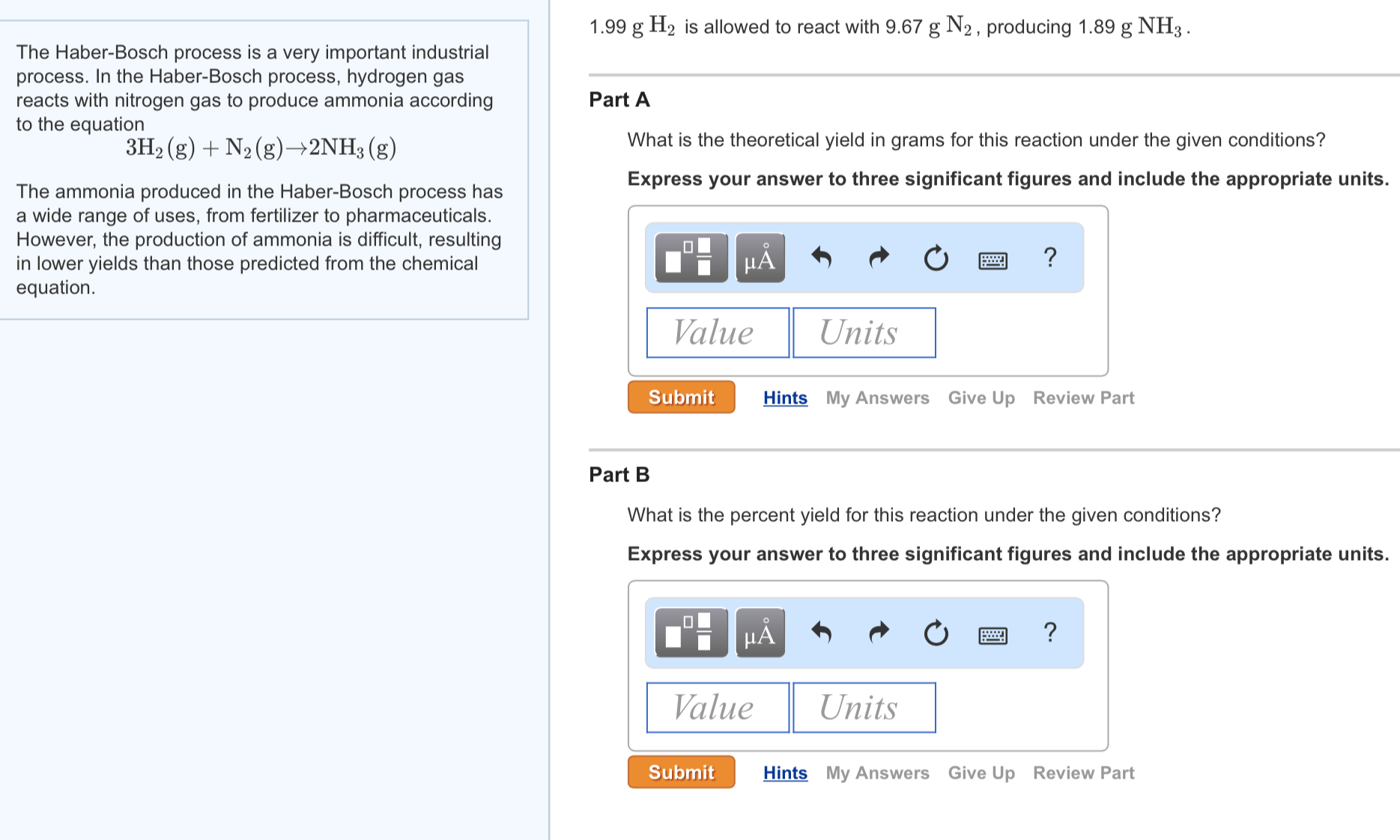 Solved The Haber-Bosch process is a very important | Chegg.com