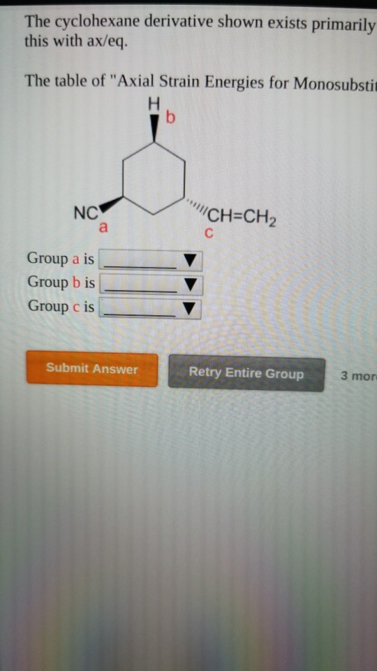 Solved The cyclohexane derivative shown exists primarily | Chegg.com
