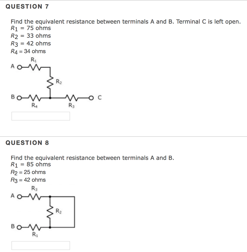 Solved QUESTION 7 Find the equivalent resistance between | Chegg.com