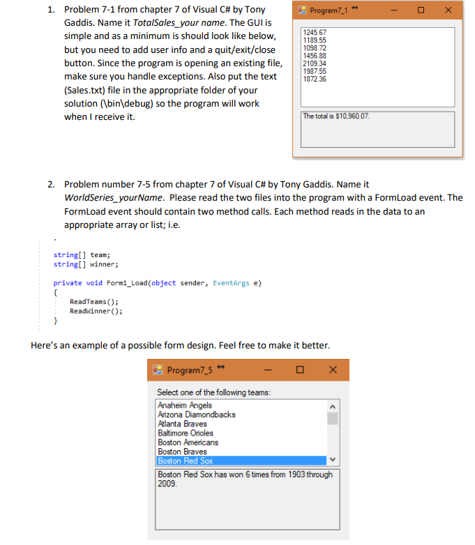Solved Code must be written in C# in Visual Studio. I'm a | Chegg.com