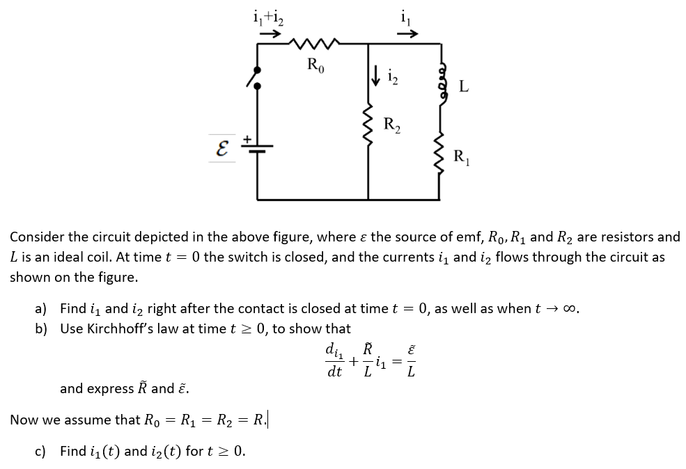 Solved i,+i Ro 12 Ri Consider the circuit depicted in the | Chegg.com