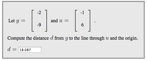 -2 Let y and u Compute the distance d from y to the | Chegg.com