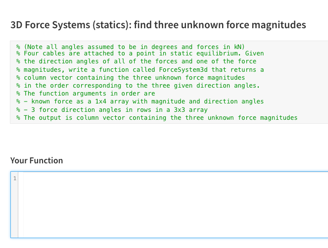3D Force Systems (statics): find three unknown force | Chegg.com
