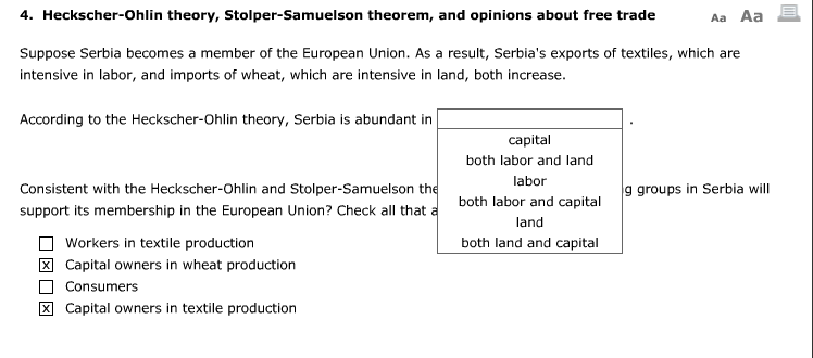 Solved 4. Heckscher-Ohlin theory, Stolper-Samuelson theorem, | Chegg.com