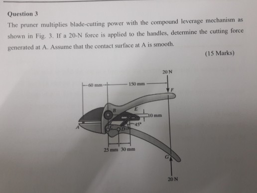 Solved Question 3 The pruner multiplies blade-cutting power | Chegg.com