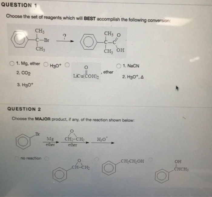 Solved Choose the set of reagents which will BEST accomplish | Chegg.com
