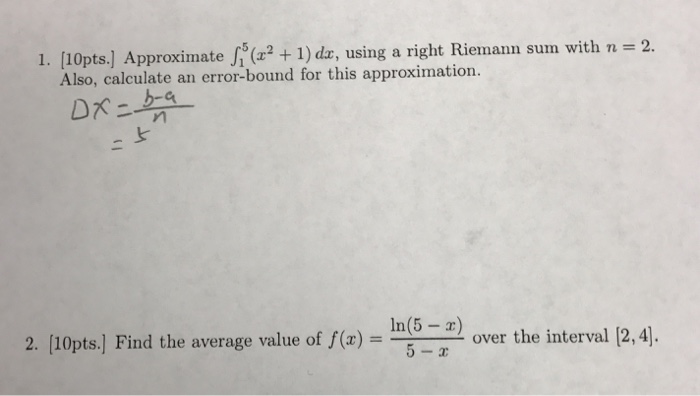 Solved Approximate integral^5_1 (x^2 + 1) dx, using a right | Chegg.com
