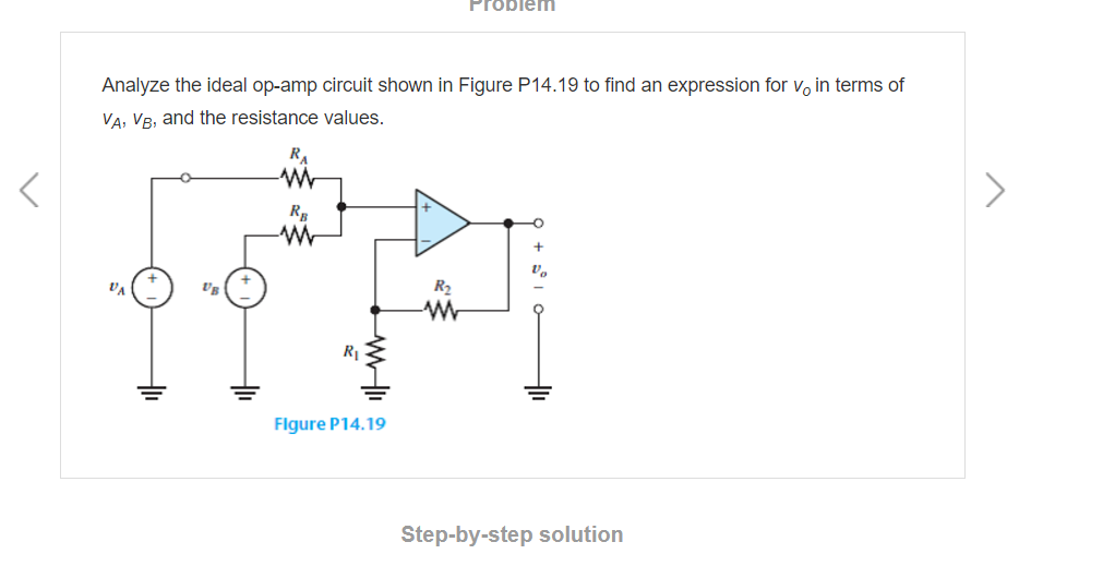 Solved Problem Analyze the ideal op-amp circuit shown in | Chegg.com