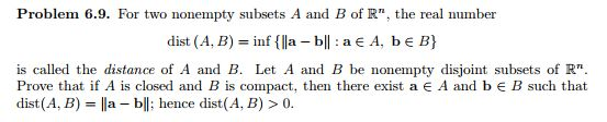 Solved Problem 6.9. For two nonempty subsets A and B of R", | Chegg.com