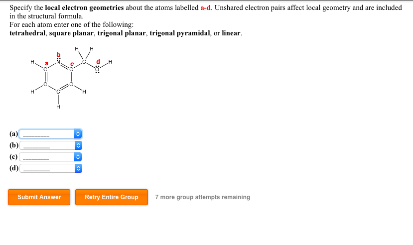 Solved Specify the local electron geometries about the atoms | Chegg.com