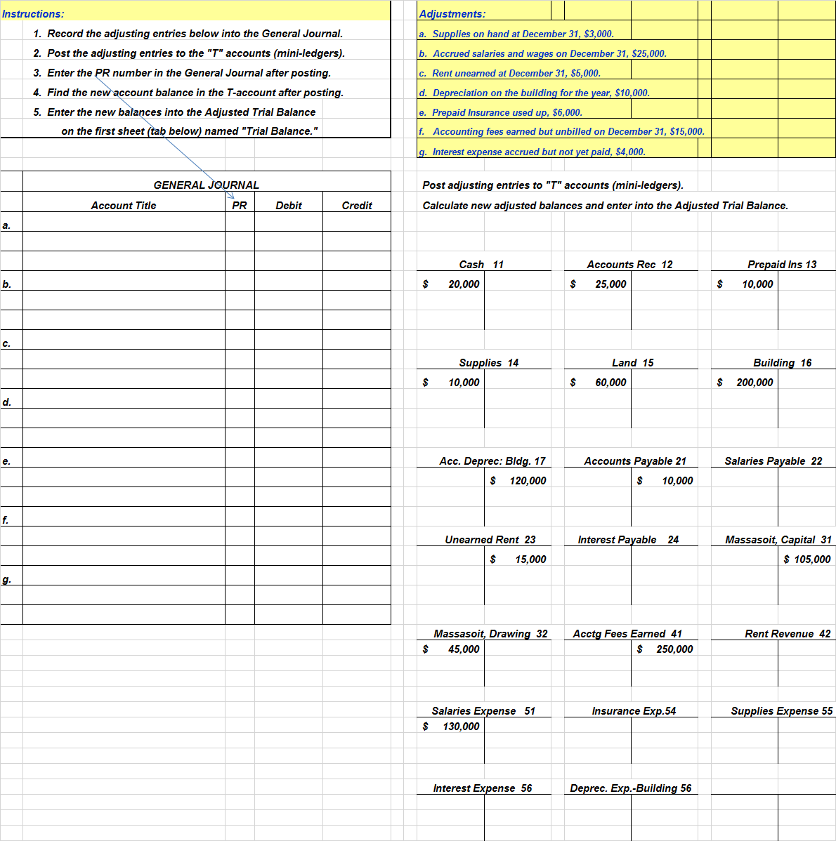 Solved Problem 1: Record the adjusting entries into the | Chegg.com