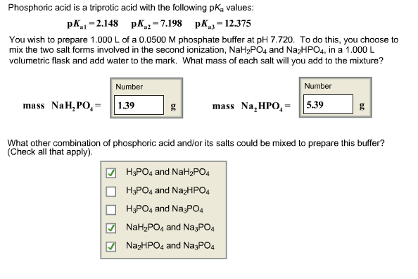 Solved Phosphoric acid is a triprotic acid with the | Chegg.com