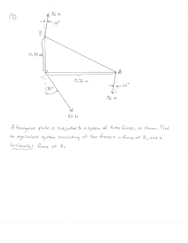Solved A triangular plate is subjected to a system of | Chegg.com