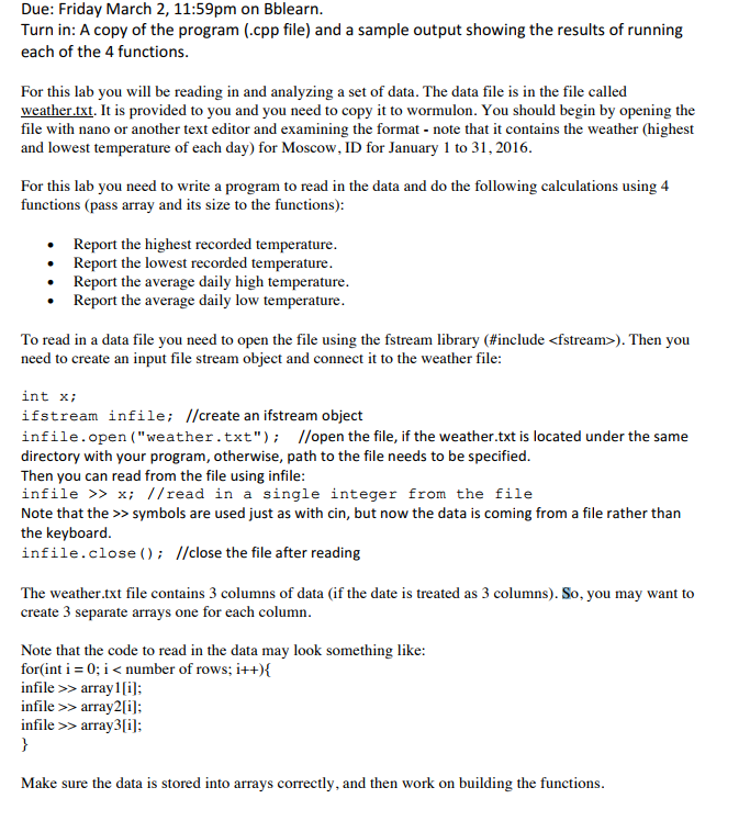 Solved Due: Friday March 2, 11:59pm on Bblearn Turn in: A | Chegg.com