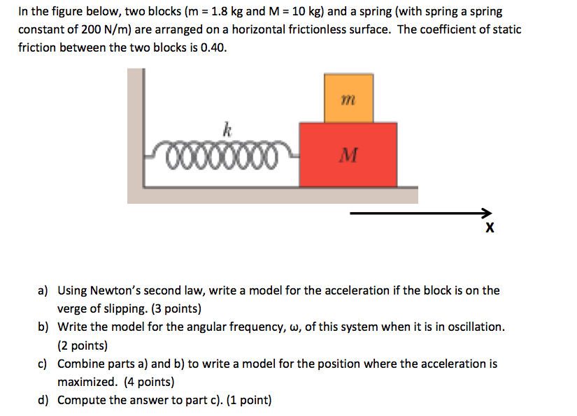 Solved In the figure below, two blocks (m = 1.8 kg and M = | Chegg.com
