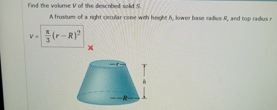 Solved Find the volume V of the described solid S 3 | Chegg.com