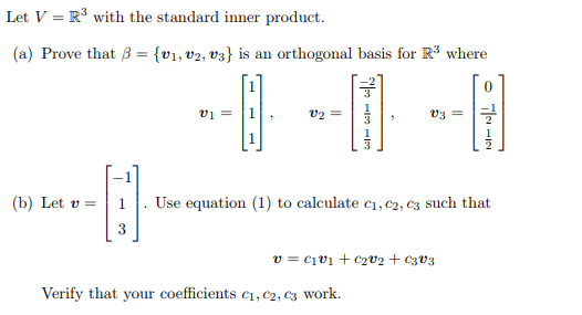 Solved Let V R with the standard inner product (a) Prove | Chegg.com