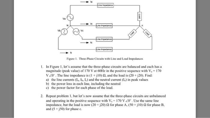 Solved Figure 1. Three-Phase Circuits with Line and Load | Chegg.com