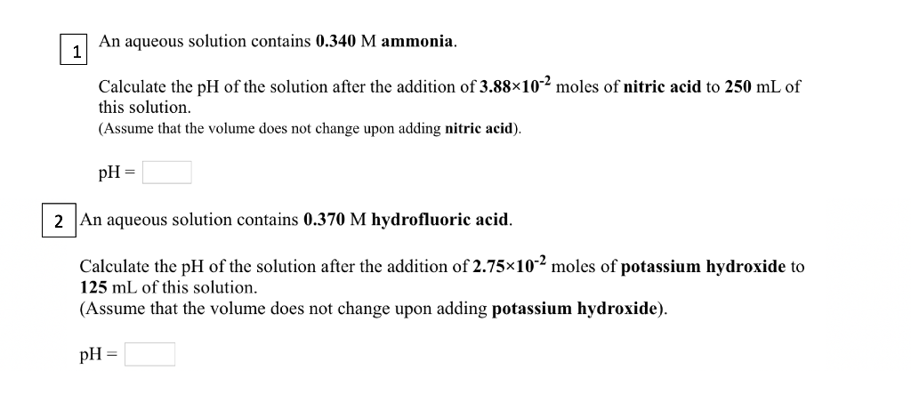 Solved An aqueous solution contains 0.340 M ammonia | Chegg.com
