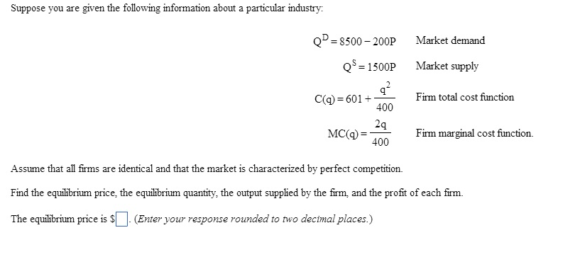 Solved Suppose you are given the following information about | Chegg.com