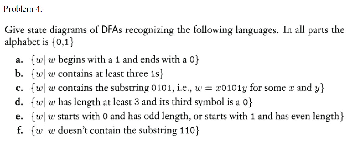 Solved Give state diagrams of DFAs recognizing the following | Chegg.com