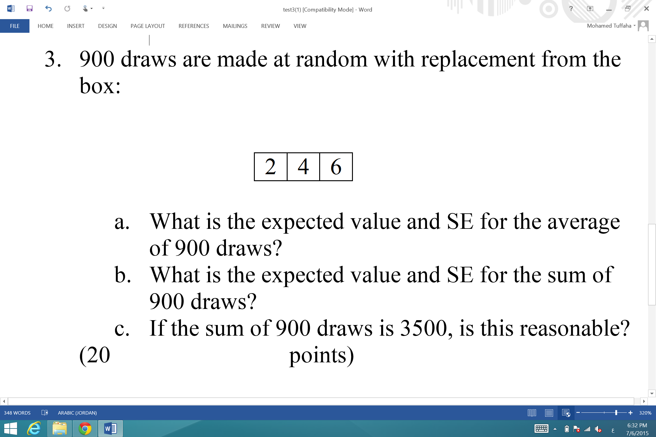 3. 900 draws are made at random with replacement from | Chegg.com