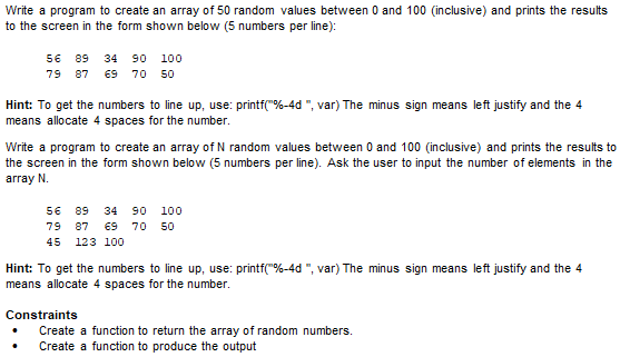 Solved Write a program to create an array of 50 random | Chegg.com