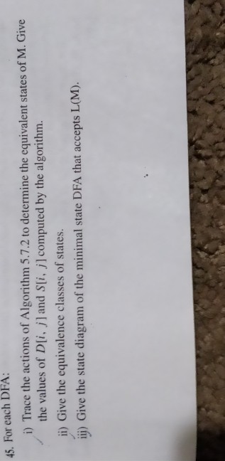Solved 45. For each DFA: i) Trace the actions of Algorithm | Chegg.com