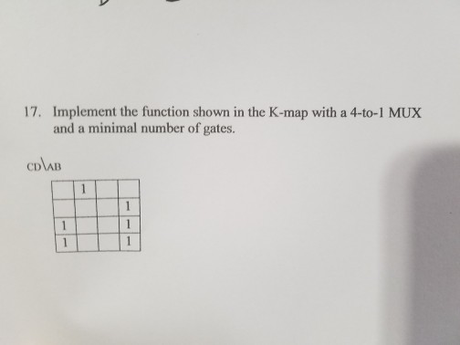 Solved Implement the function shown in the K-map with a | Chegg.com Solved Implement the function shown in the K-map with a | Chegg.com