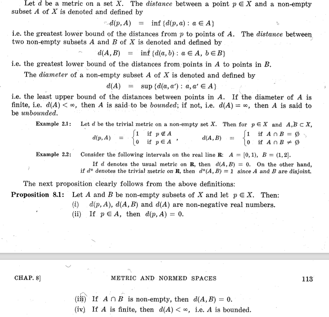 Let d be a metric on a set X. The distance between a | Chegg.com