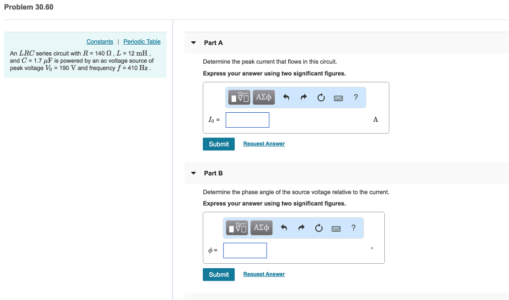 Solved Problem 30.60 Constants | Periodic Table Part A An | Chegg.com