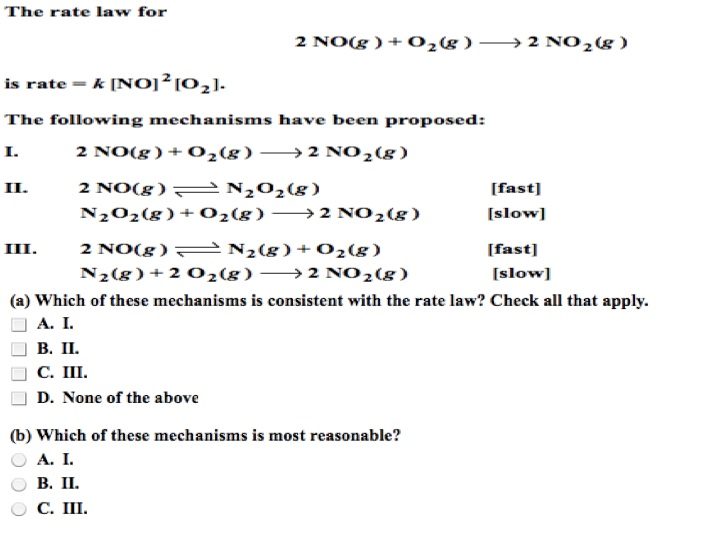 The rate law for is rate The following mechanisms | Chegg.com