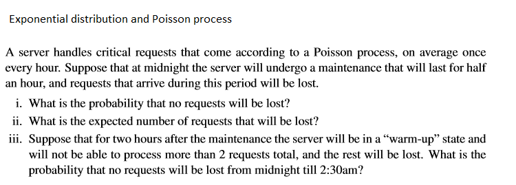 Solved Exponential distribution and Poisson process A server | Chegg.com