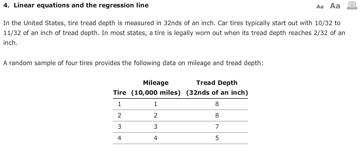 Solved 4. Linear equations and the regression line Aa Aa In | Chegg.com
