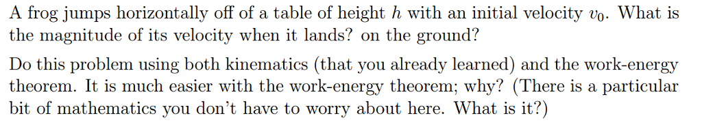 Solved A frog jumps horizontally off of a table of height h | Chegg.com