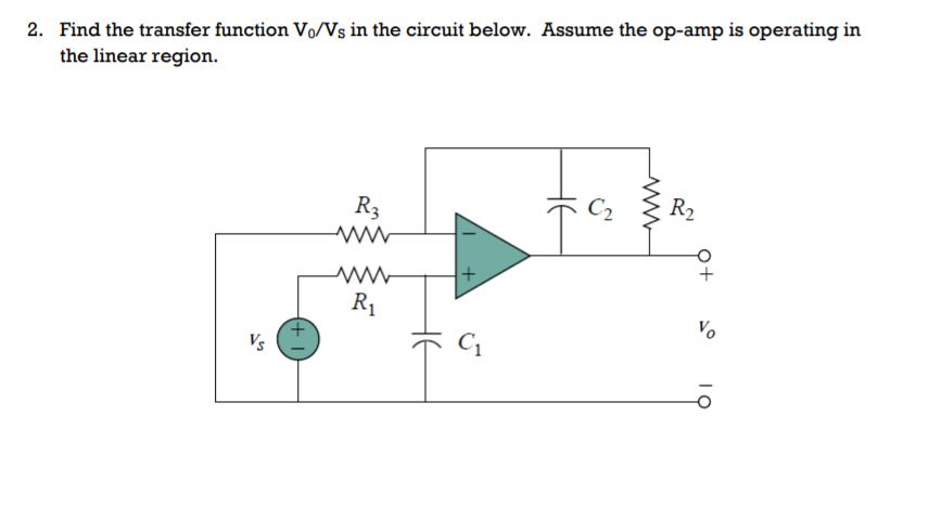 Solved Find the transfer function V0/VS in the circuit | Chegg.com