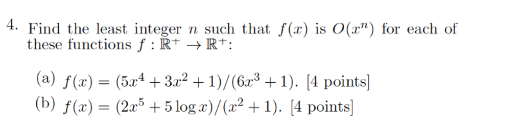Solved Find the least integer n such that f(x) is O(x^n) for | Chegg.com