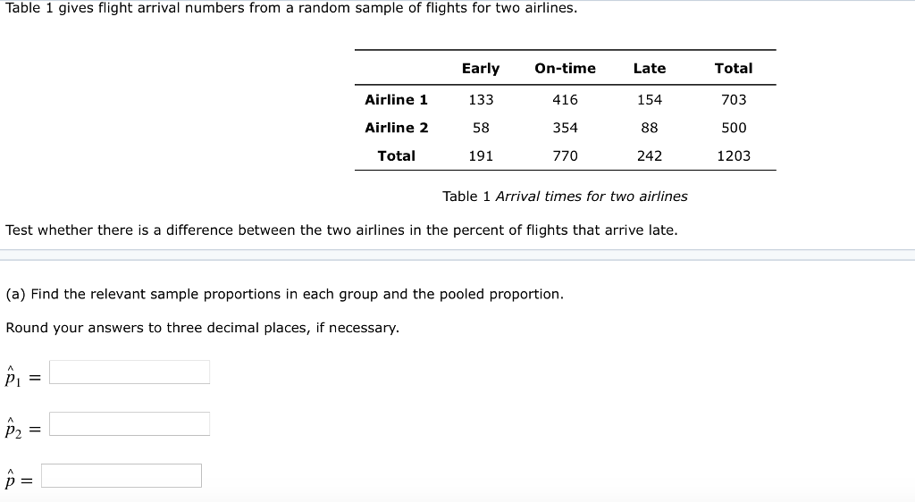 Solved Table 1 gives flight arrival numbers from a random | Chegg.com