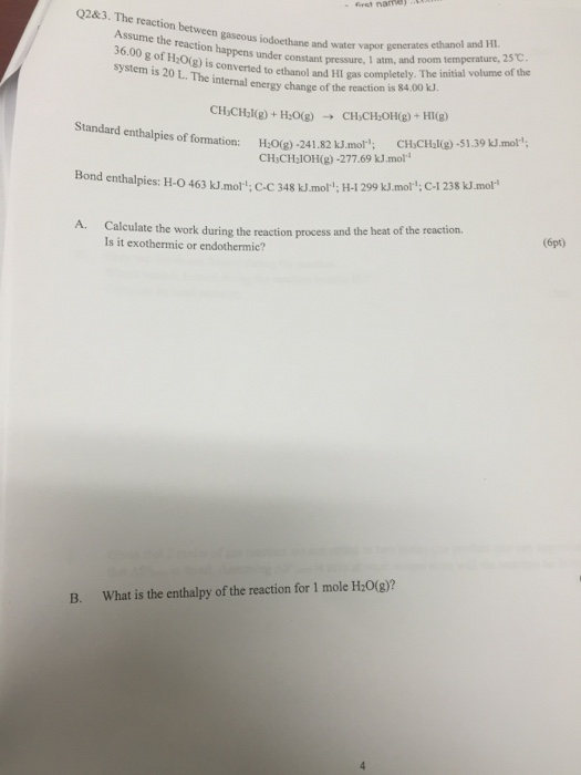 Solved irst na Q2&3、The reaction between gaseous iod gaseous | Chegg.com