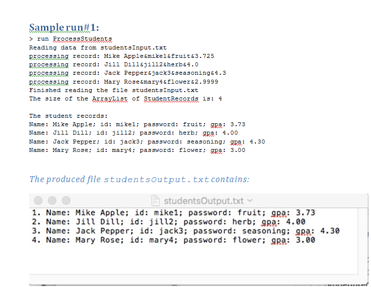 Solved Java: Problem Description studentsInput.txt file | Chegg.com