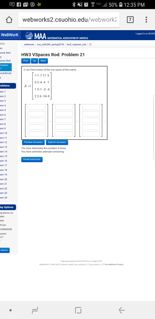 Solved webworks2.csuohio.edu/webwork2 Logged in 88 263453 | Chegg.com